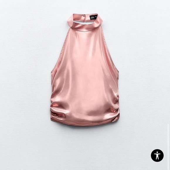 Zara | Tops | Zara Shiny Tube Top Baby Pink Sz M | Poshmark